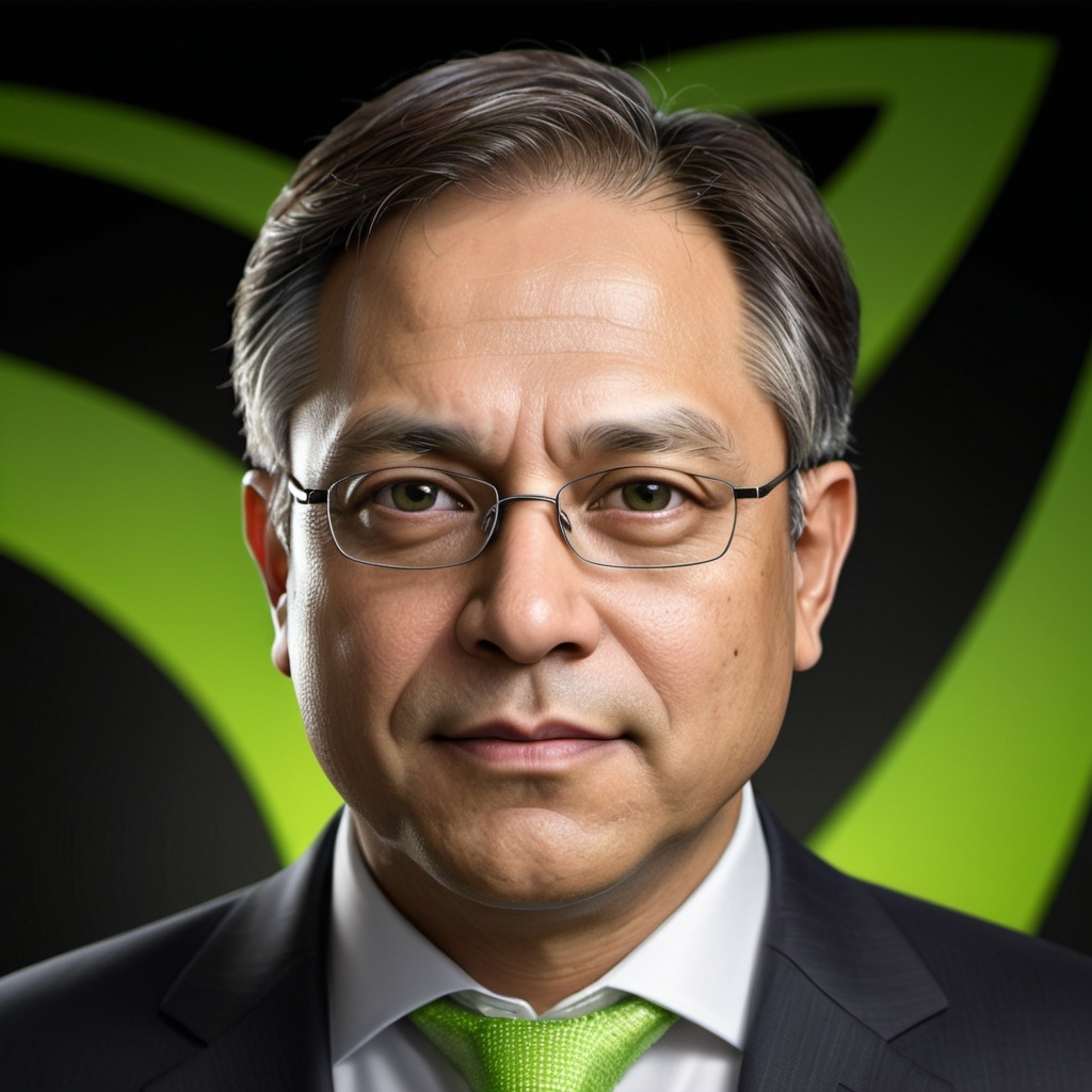Photorealistic illustration of the NVIDIA logo and i...