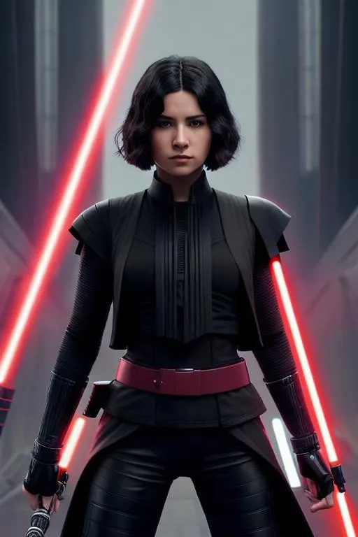 Digital Art, A young woman Sith lord standing on an...