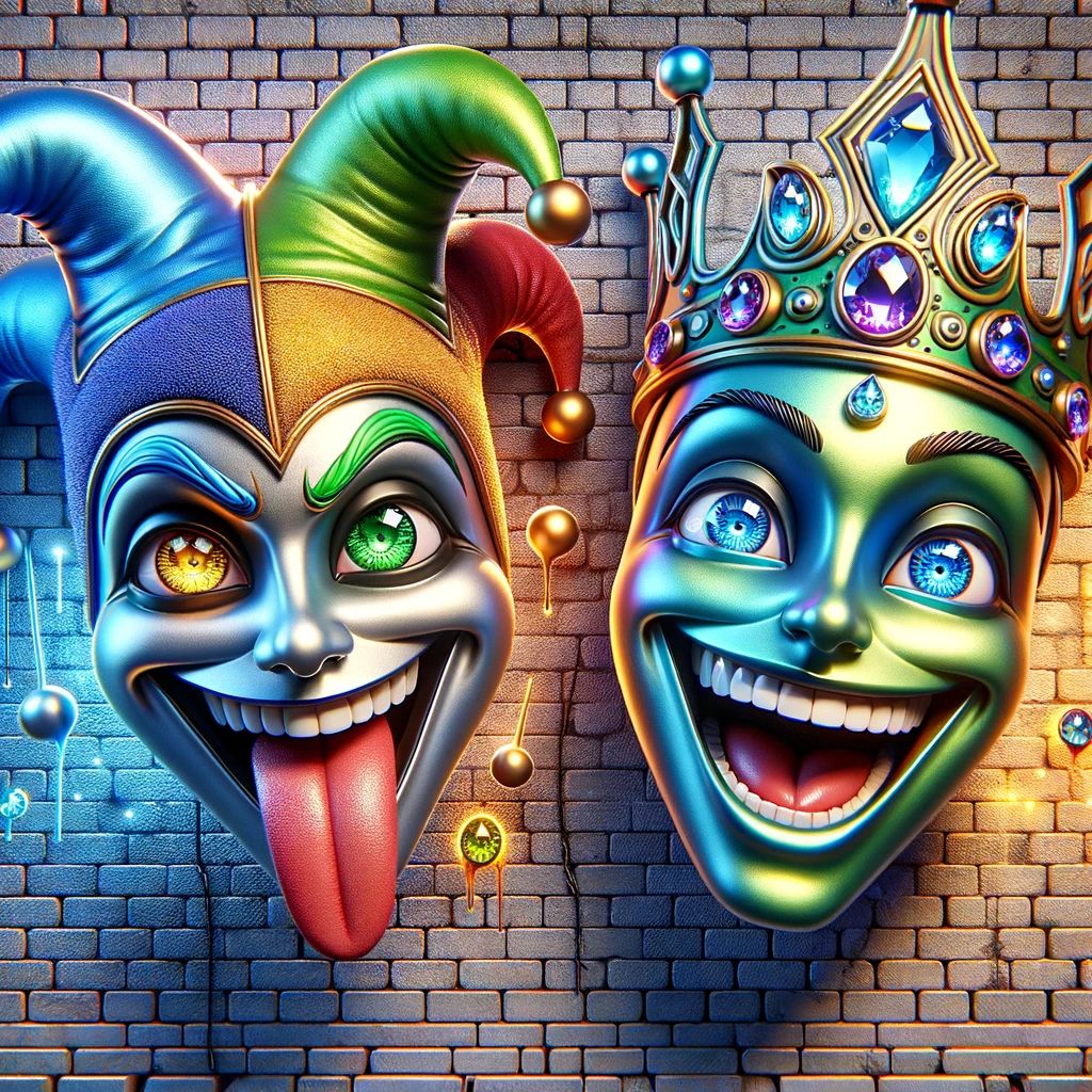 Create a 3D render of two animated faces with a graf...