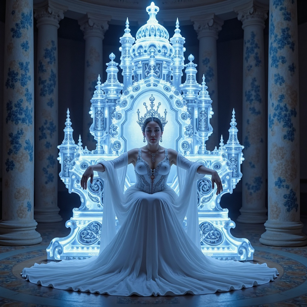 The empress of the galaxy in her crystalline throne...