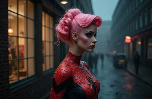 Spiderman dressed as A hyper realistic flawless 25-y...