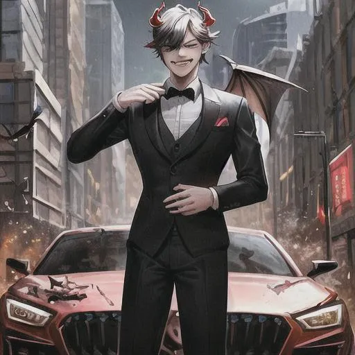 Craft an intricate image of a stylish devil dressed... | OpenArt