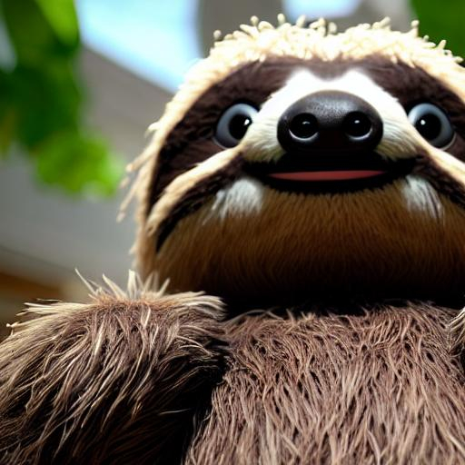 3d fluffy sloth, closeup cute and adorable, cute big... | OpenArt