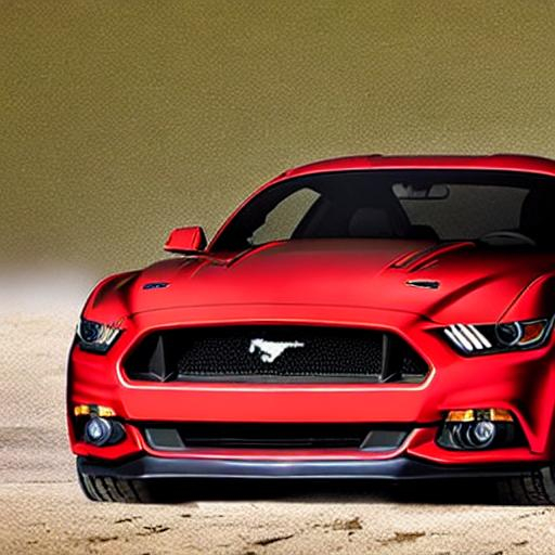 Mustang rojo en la playa | OpenArt