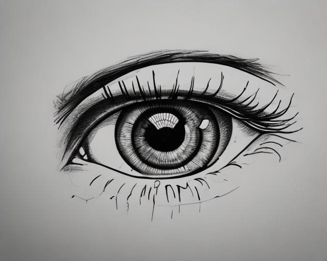minimal line drawing of a beautiful female eye, fron...