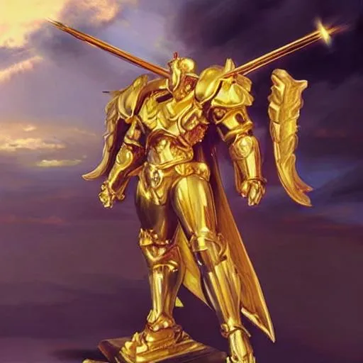 beautiful golden celestial knight shining hyper realism | OpenArt