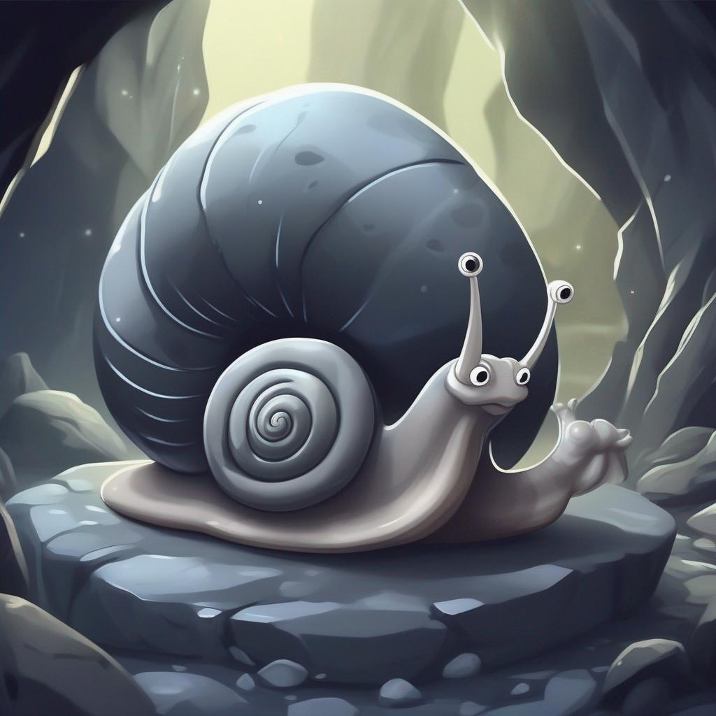 Ring Snail, stone grey shell, darker grey body, grey...