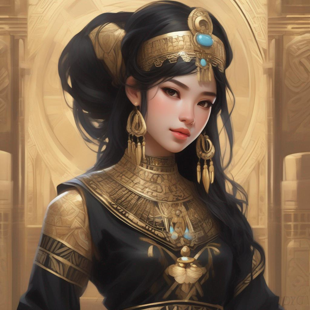 pretty young Indonesian woman, (round face, high che...