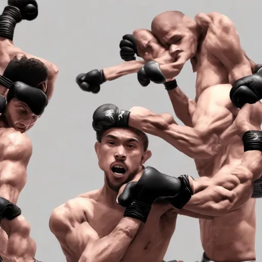 two intertwined fighters, with multiple arms and legs | OpenArt