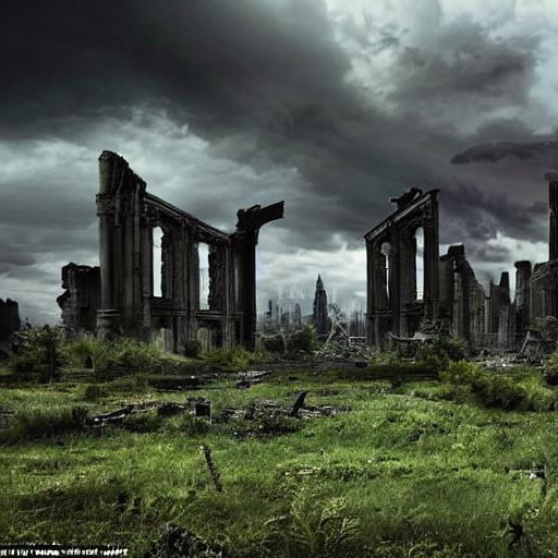 Wide shot: A panoramic view of the post-apocalyptic,... | OpenArt