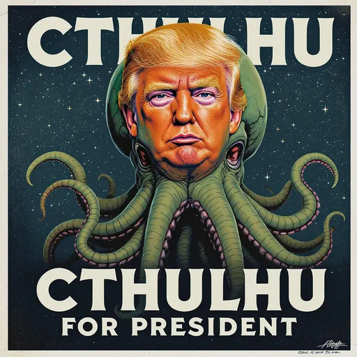 cthulhu for president poster with Donald Trump's fac...