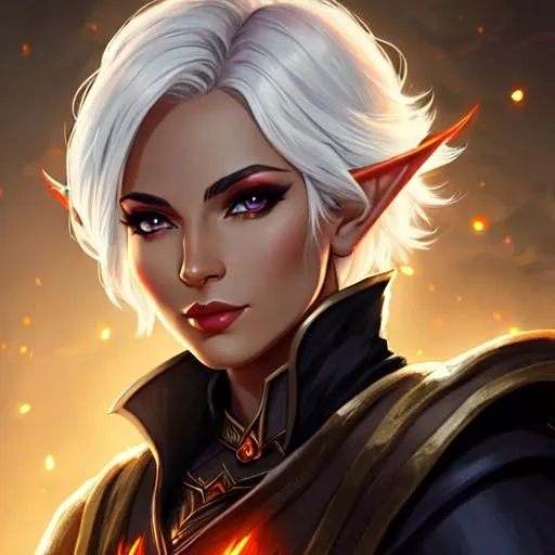 dnd, dark elf, grey skin, sorcerer, fire magic, port...