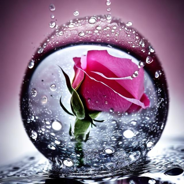 Rosedrop, rose inside a drop of water