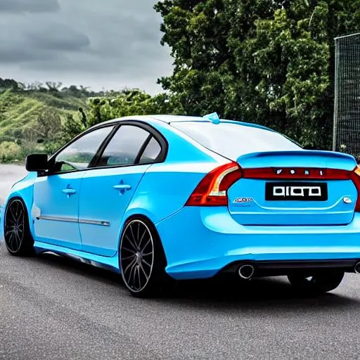 sporty modified Volvo s60 polestar in light blue wit...