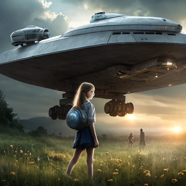 UHD photorealistic rendering huge disc shaped spacec...