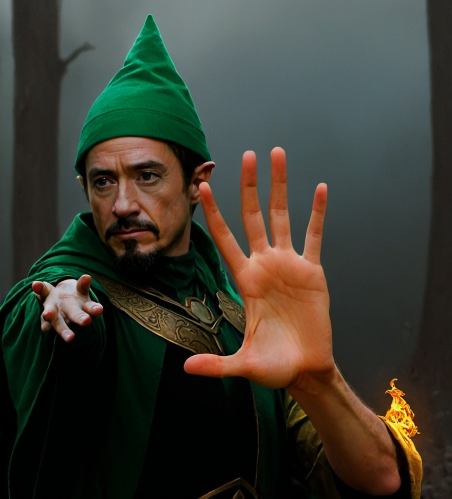 fantasy art of iron man as an elf wizard