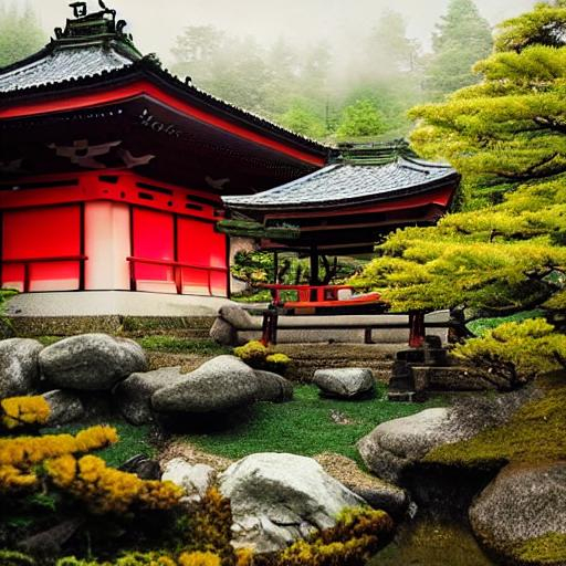 A samurai temple high up in a hill with a wishing we... | OpenArt