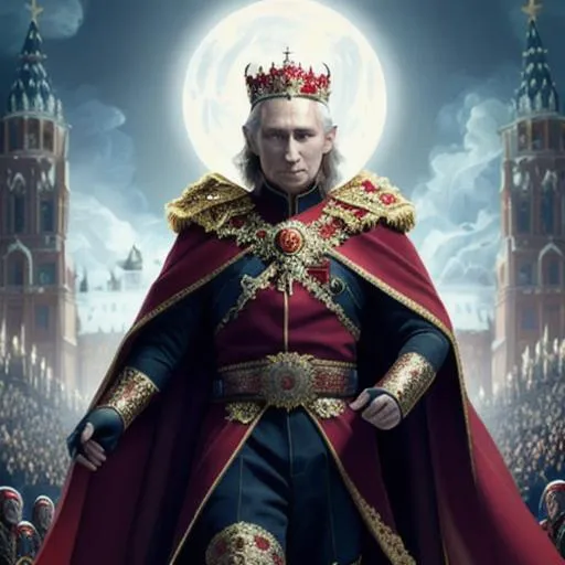 Donald trump sitting on a throne, wearing a gold cro... | OpenArt