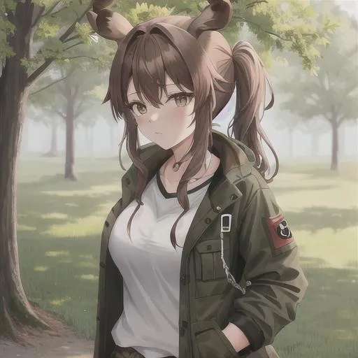 deer girl with a rugged outfit on
