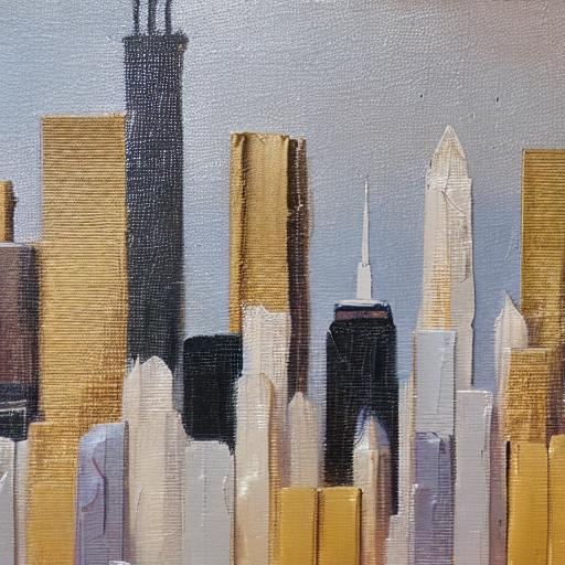 Abstract oil painting of the Chicago skyline with ol... | OpenArt
