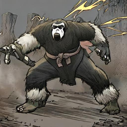 A orc monk with gorilla Arms that uses lightning tec... | OpenArt