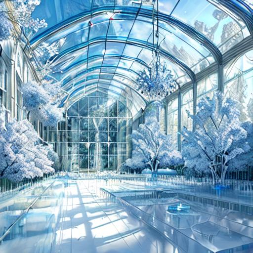 ice garden, glass flowers and ice trees, crystal pal...