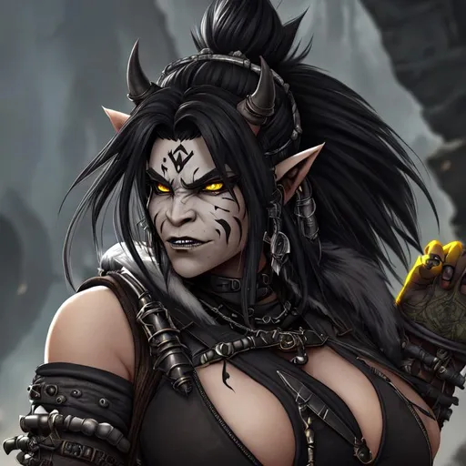 Female D&D orcish bugbear assassin with black-grey s... | OpenArt