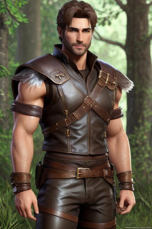Photo-realistic, male fantasy ranger character, glis... | OpenArt