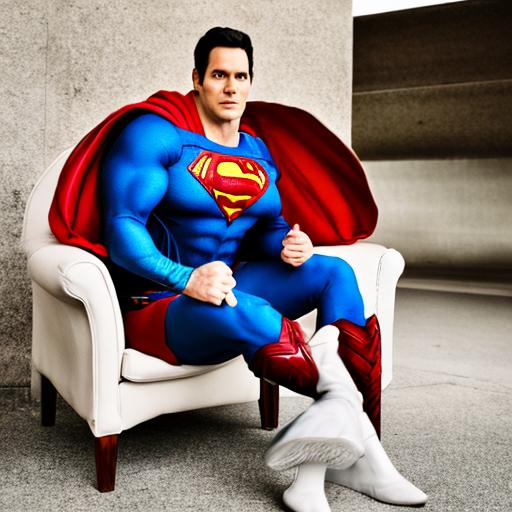 Superman sitting on a chair