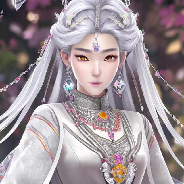 A portrait view of a beautiful Korean female animate...