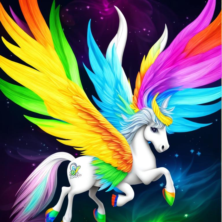 colourful Pegasus with rainbow colourful wings | OpenArt