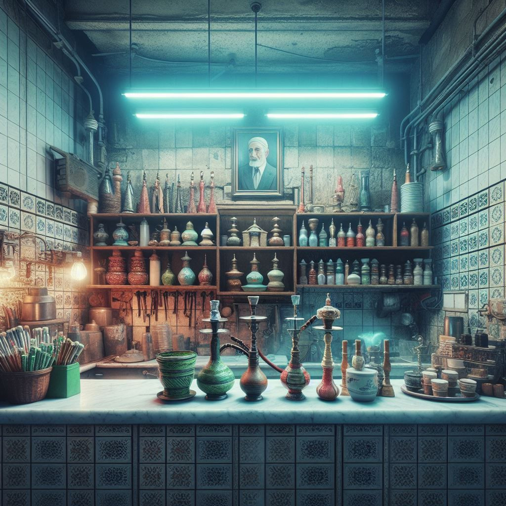 "generate a picture,, of a traditional shisha/coffe...