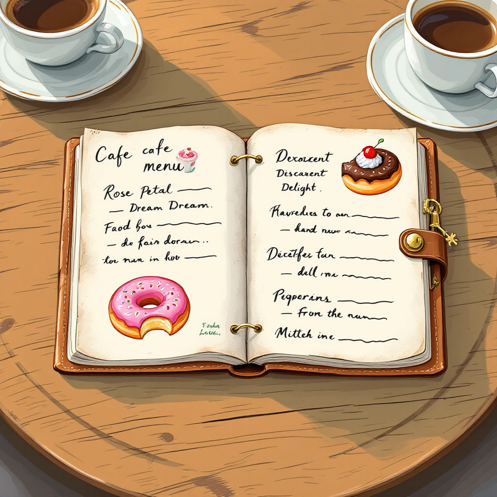 create cool cafe menu with cute little design of don...