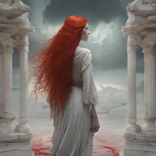 full shot of a person with long red hair, inspired b... | OpenArt