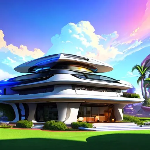 exterior vision of a wide ultra high-tech futuristic... | OpenArt