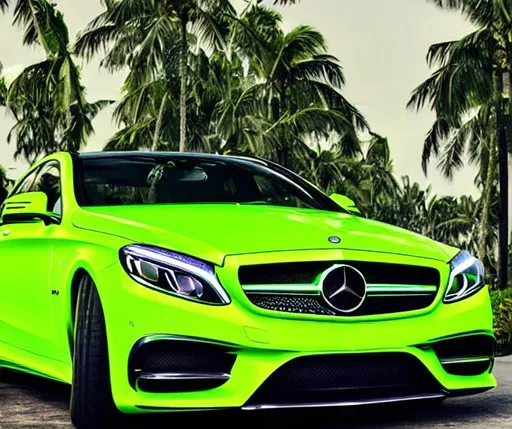 Neon lime green Mercedes AMG63, perfect, smooth, be... | OpenArt