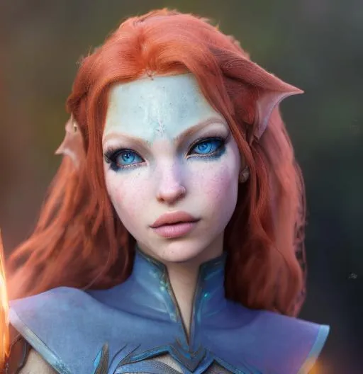 Female sea elf, light blue skin youthful, Druid, adv...