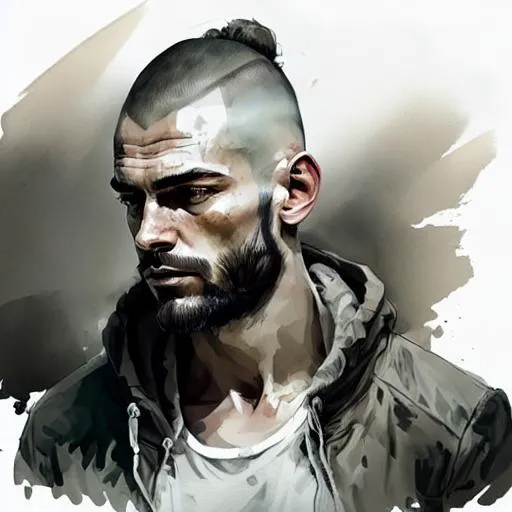 super detailed beautiful face, males, shaved head, L...