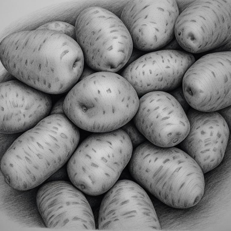 Potatoes,Graphite black and white Pencil Drawing, ul... | OpenArt