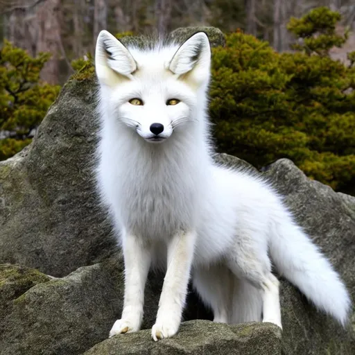 white fox with a blue hue background | OpenArt