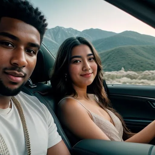 A photo of me and my boyfriend Khalid in a car drivi...