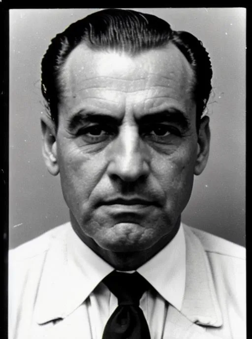 Mugshot 1930s vintage gangland mob boss in suit. bro... | OpenArt
