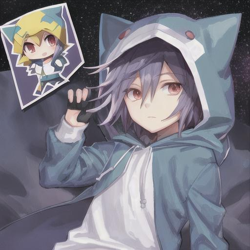 pixelized Chibi hooded pokemon protagonist boy