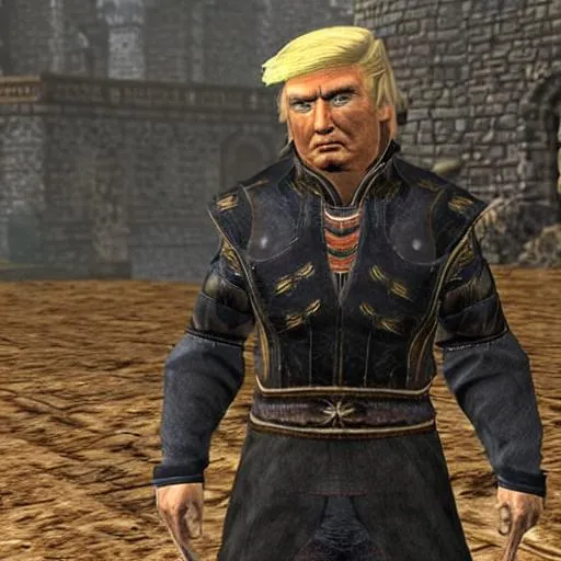 screenshot of Donald Trump character model in Elder... | OpenArt