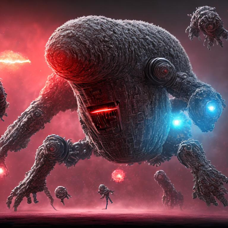 nanoskopic robot fighting tardigrades in the blood s... | OpenArt