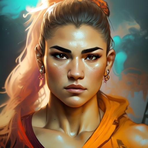 Female UFC fighter, masterpiece painting with detail...