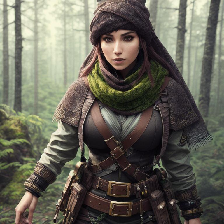 rogue, female, wide angle, forest, fantasy, intricat... | OpenArt