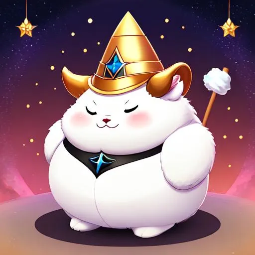 (((fat round demon goat))) wearing (((wizard hat))),...