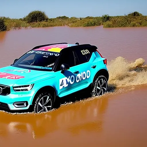4x4 volvo xc40 2020 dakar racing, with flood in the... | OpenArt