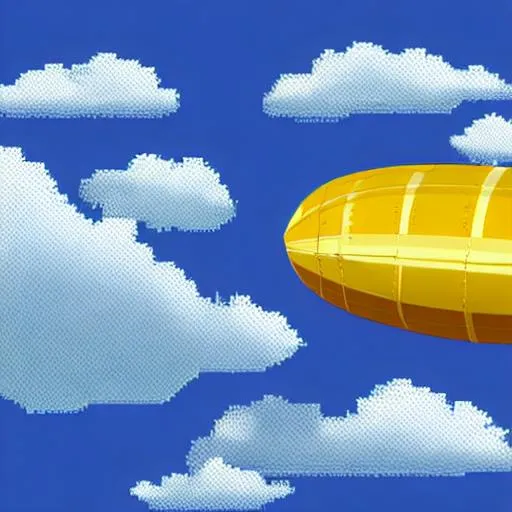 a very long very wide blimp flying very high in the...